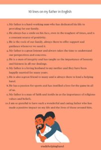 10 lines on my father in English