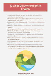 10 Lines On Environment In English
