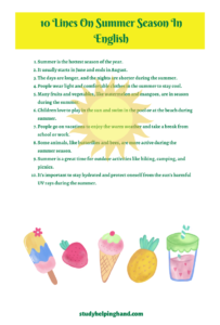 10 Lines On Summer Season In English