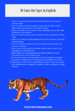 10 Lines On Tiger In English